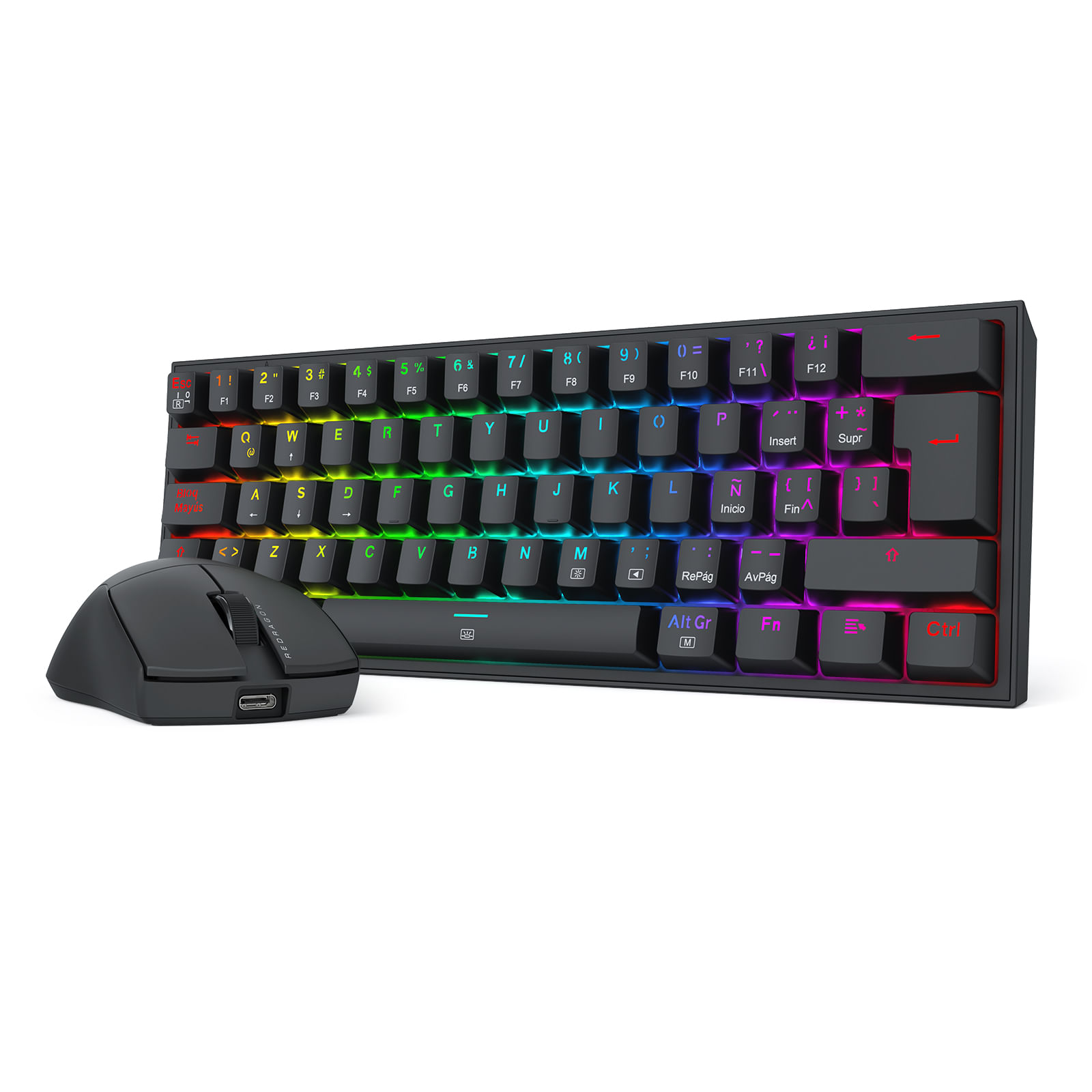 Kit de Teclado y Mouse Redragon k617RGB SP + M724 Negro - S143